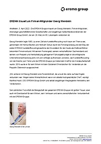 EREMA mourns the passing of company co-founder Georg Wendelin